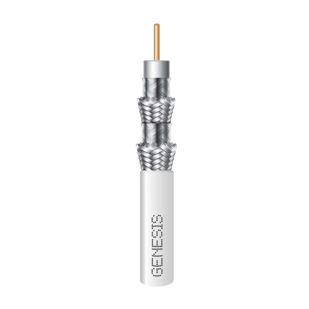 GENESIS 53071101 RG6 Quad-Shield Coaxial Cable, Riser, 1000ft, White ...